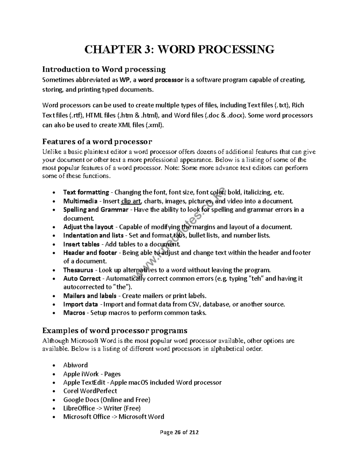 Introduction to WORD-Processing: Chapter 3 Overview and Features - Studocu