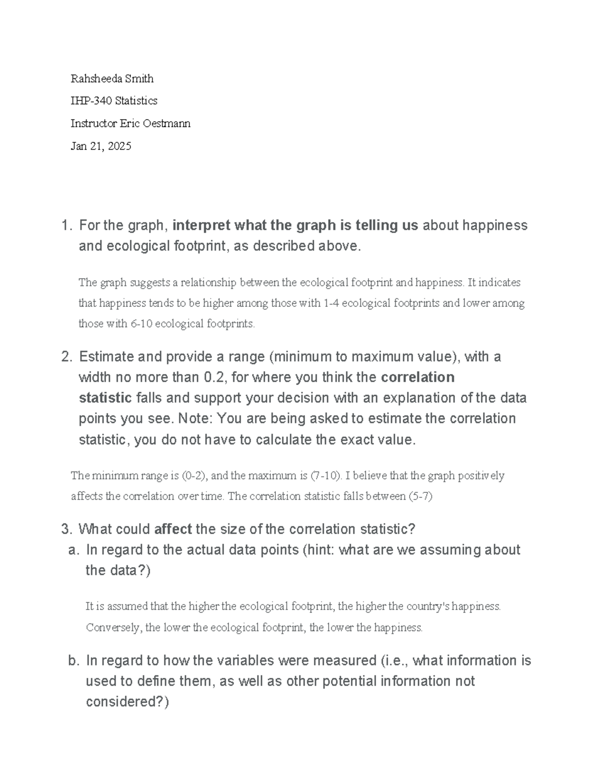 IHP-340 mod 3 Short paper - Rahsheeda Smith IHP-340 Statistics ...