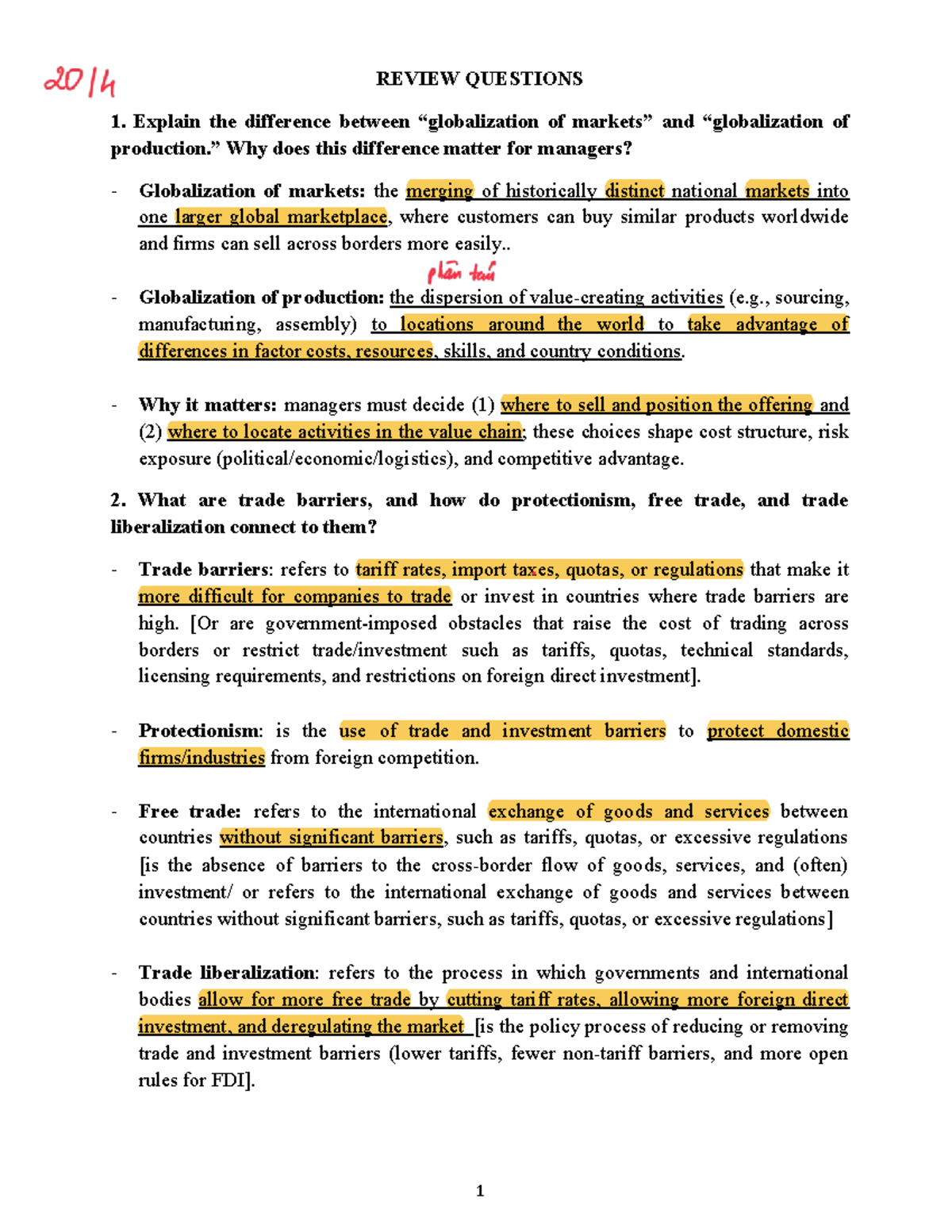 International Business Review Questions (IB 202) - Studocu