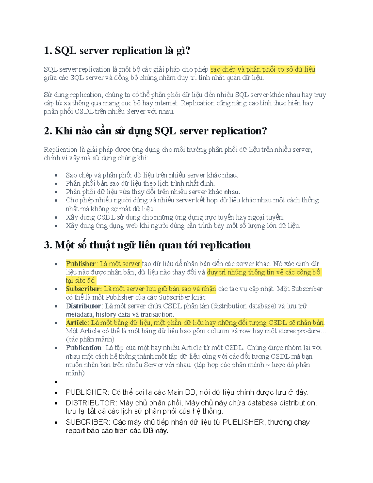 Tài liệu cài đặt CSDLPT: Hướng dẫn SQL Server Replication - Studocu