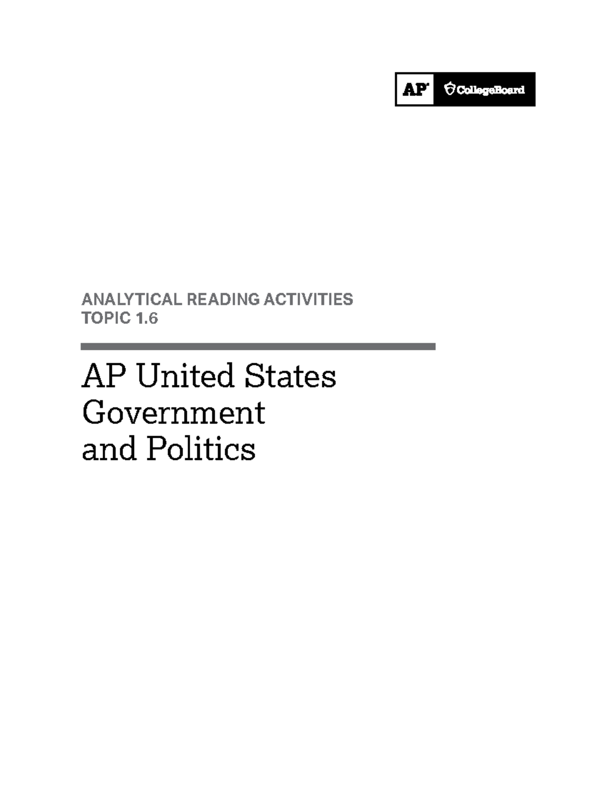 AP U.S. Government and Politics: Federalist No. 51 Guided Reading ...