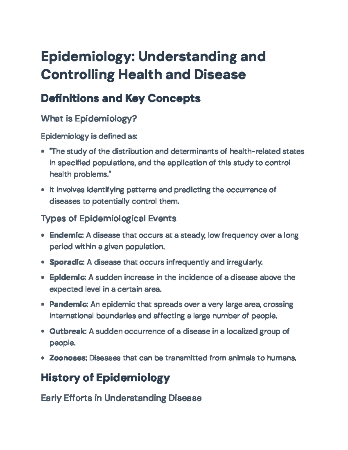 Epidemiology: Key Concepts, Historical Insights, and Applications ...