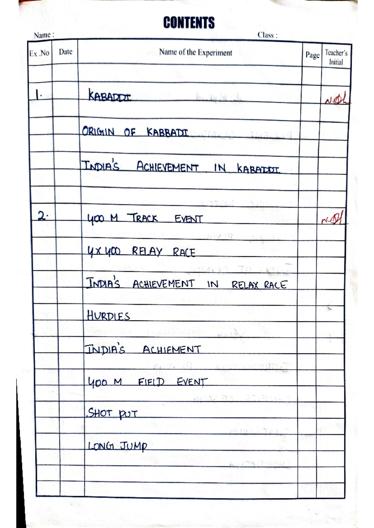 XI Physical Education Record Notes: Kabaddi & Track Events - Studocu