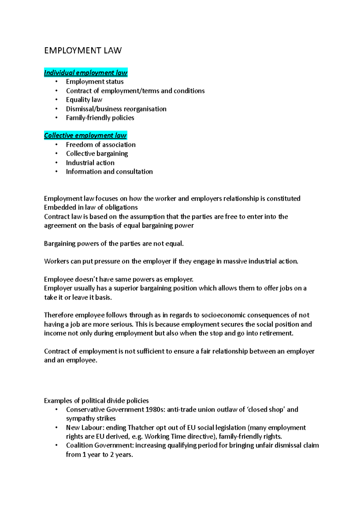 Employment Law Unit 1: Comprehensive Lecture Notes and Key Insights ...