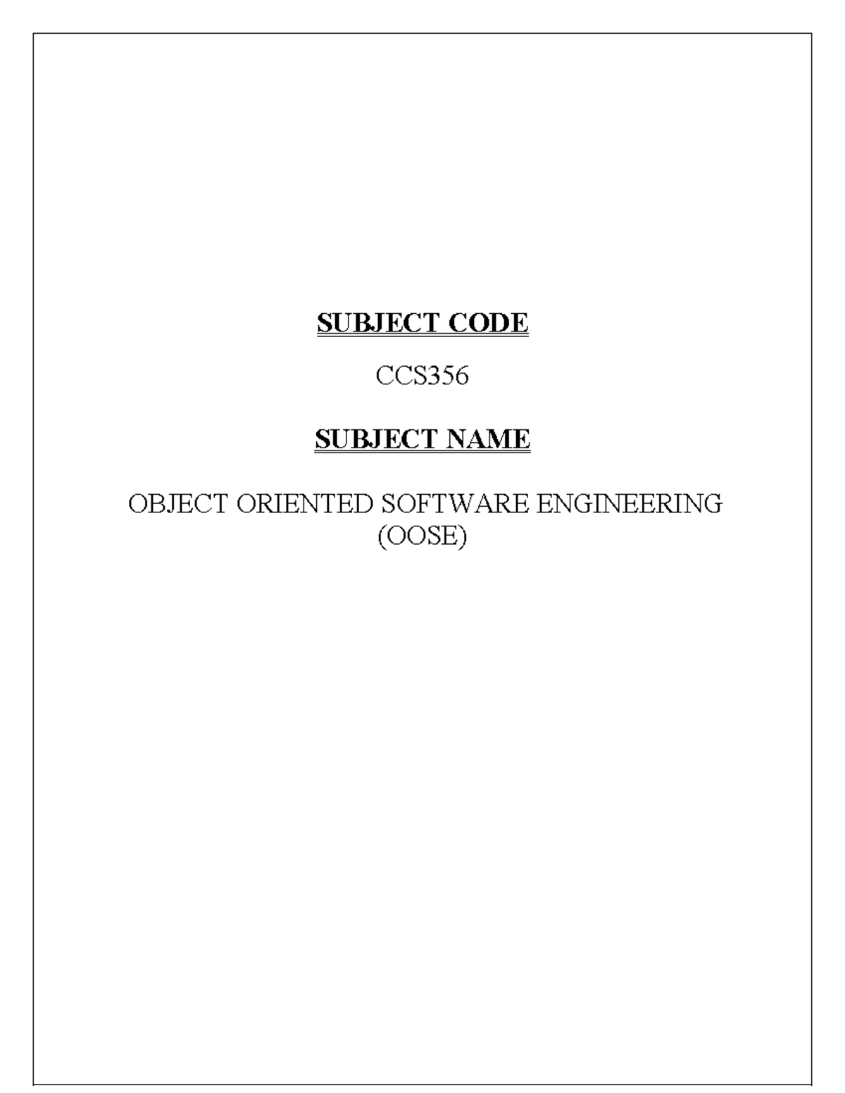 CCS356 - Object Oriented Software Engineering: Agile Development Overview - Studocu