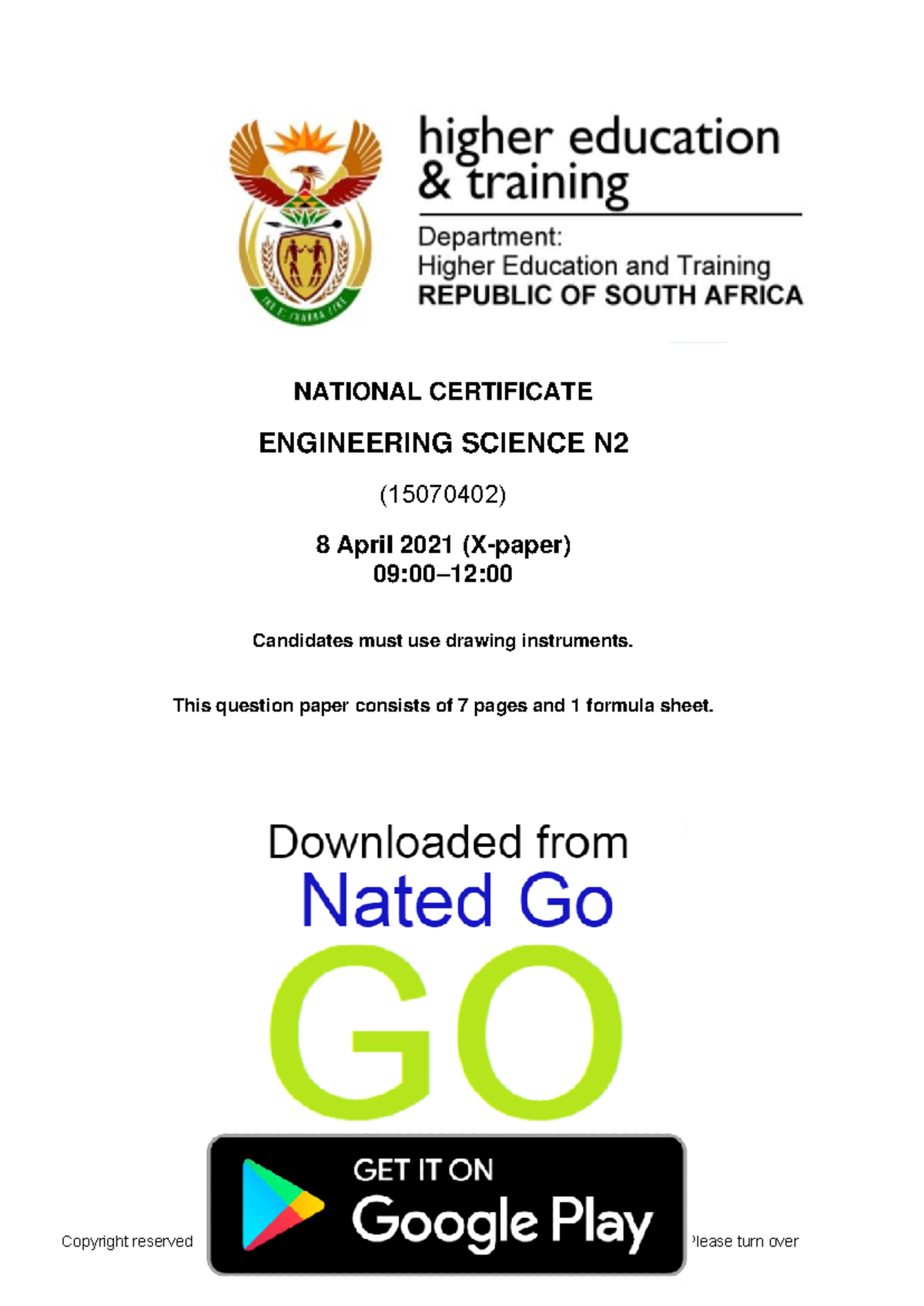 N2 Engineering Science Past Exam Paper - April 2021 (15070402) - Studocu