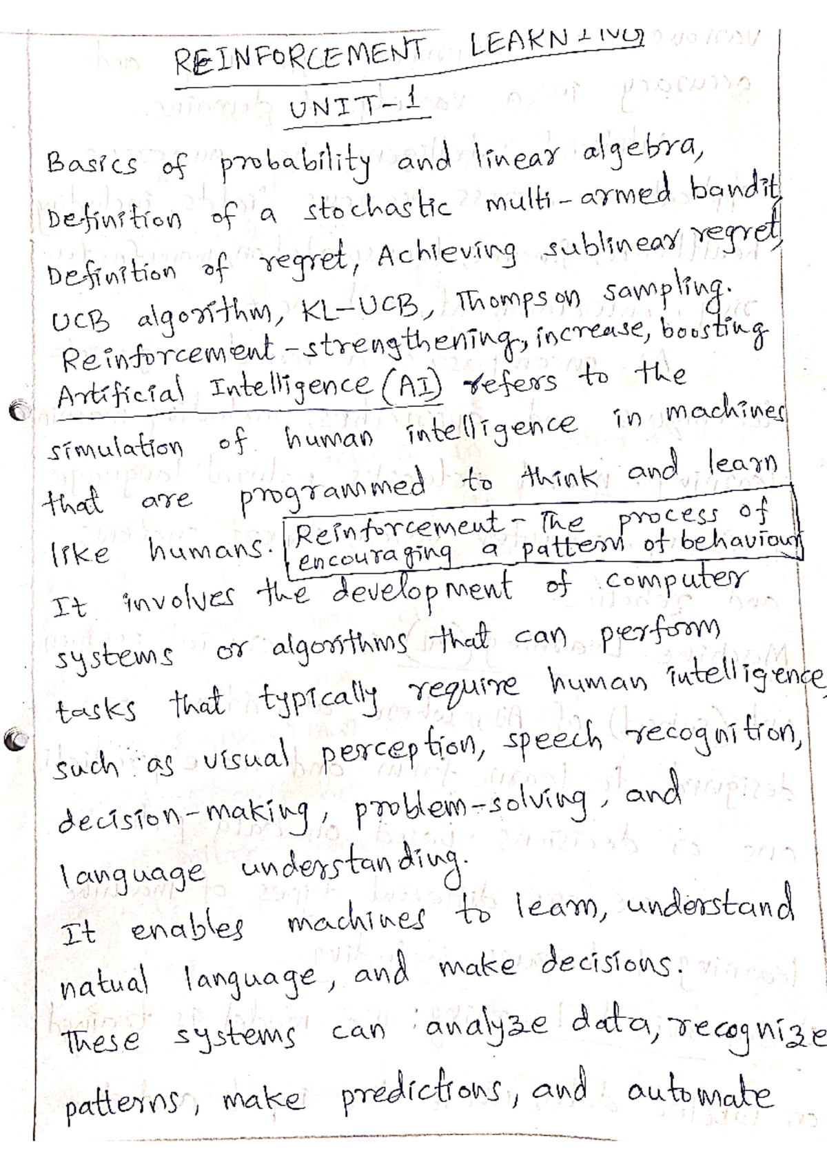 RL Unit-1: Basics of Probability & Linear Algebra for Reinforcement ...
