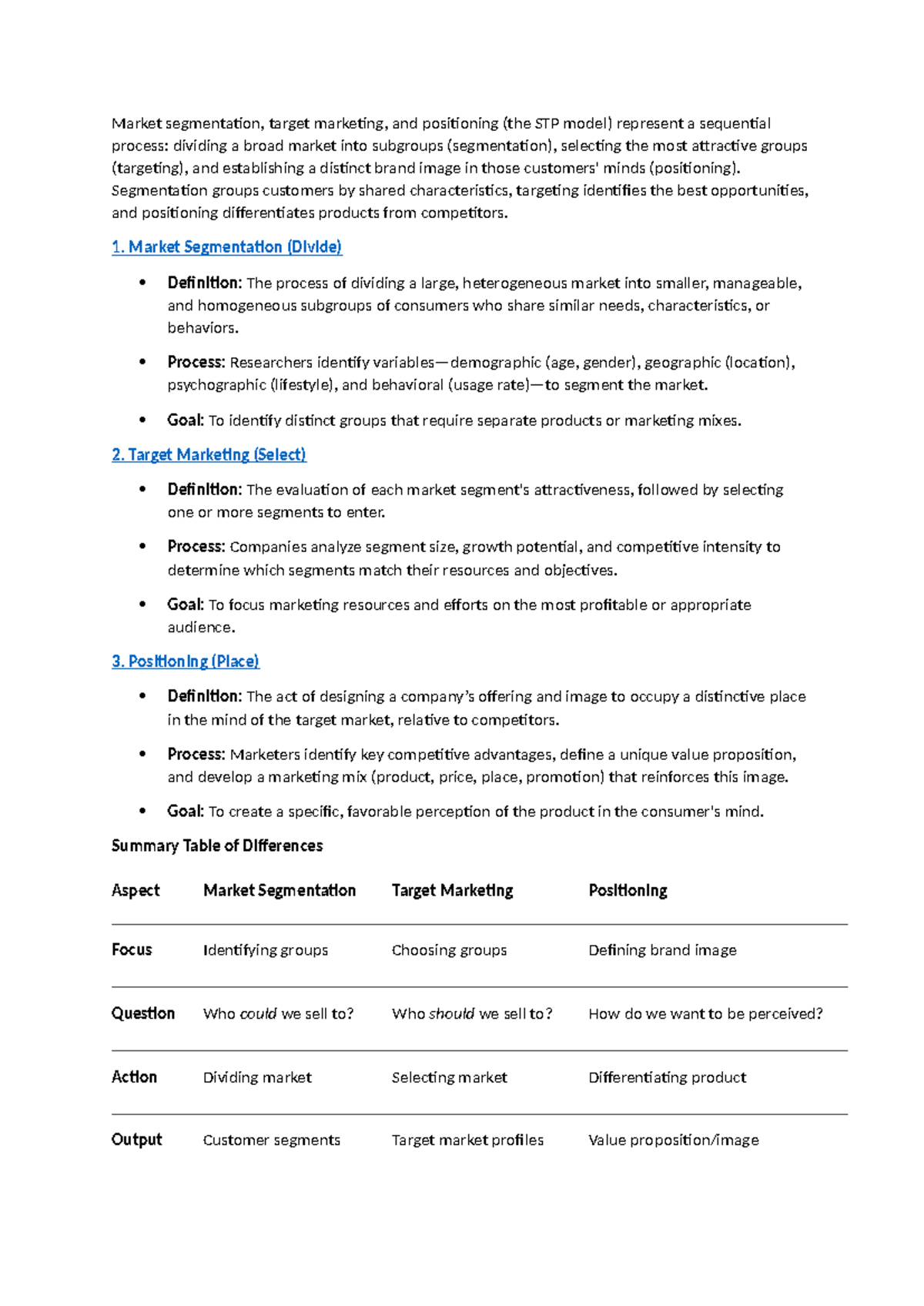 STP Model: Market Segmentation, Targeting & Positioning Overview - Studocu