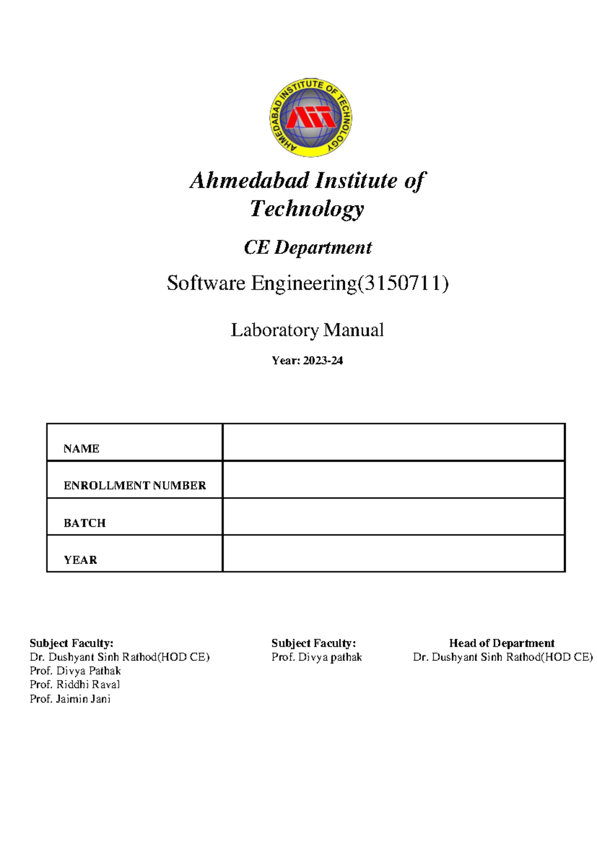 Software Engineering Lab Manual (3150711) - 2023 Edition - Studocu