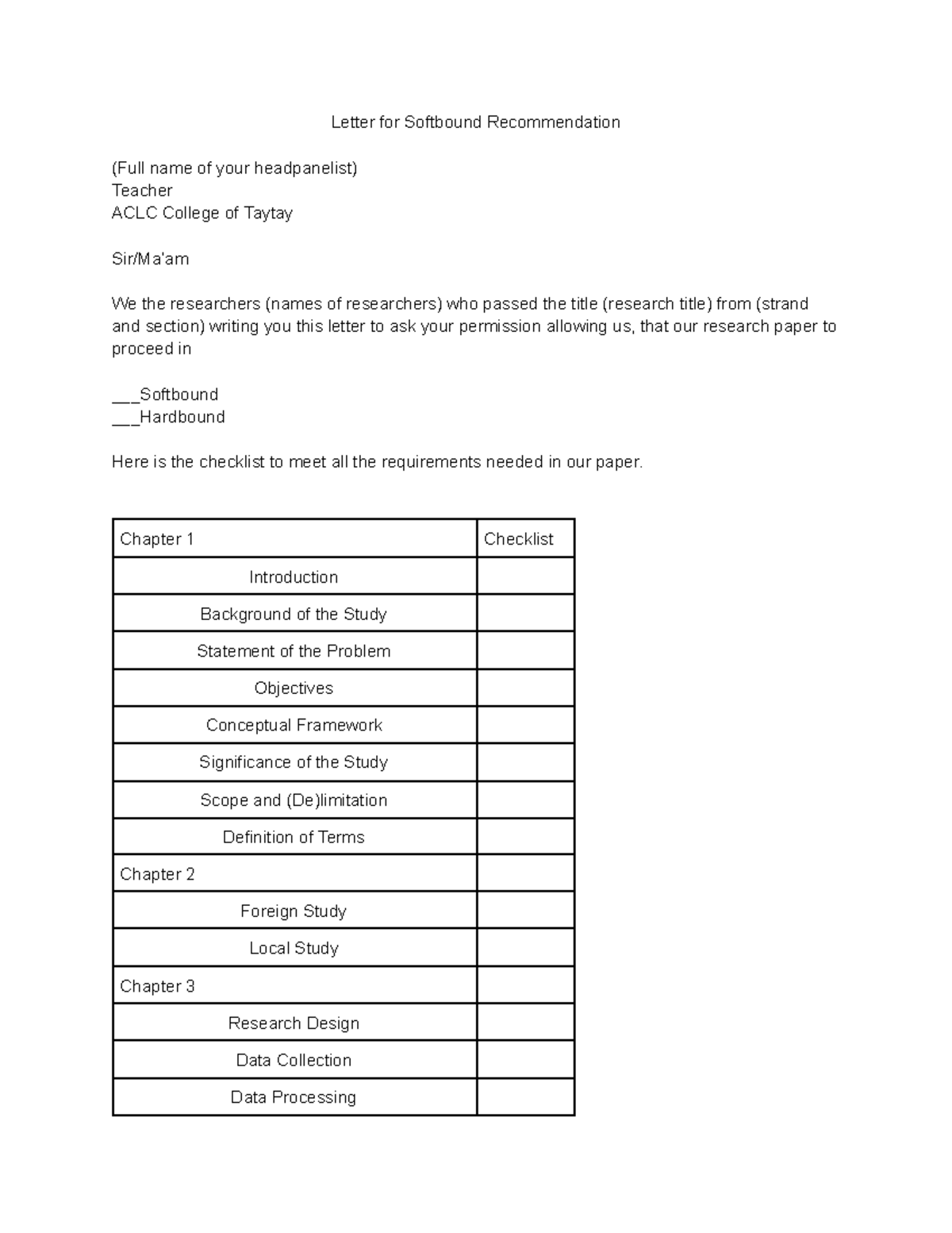 Letter of Recommendation for Softbound Research Submission - Studocu