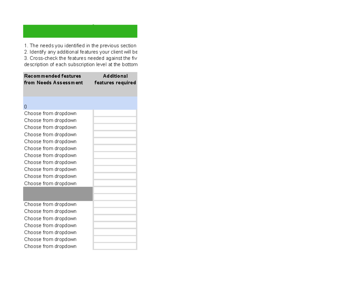 New Client Checklist - The needs you identified in the previous section ...