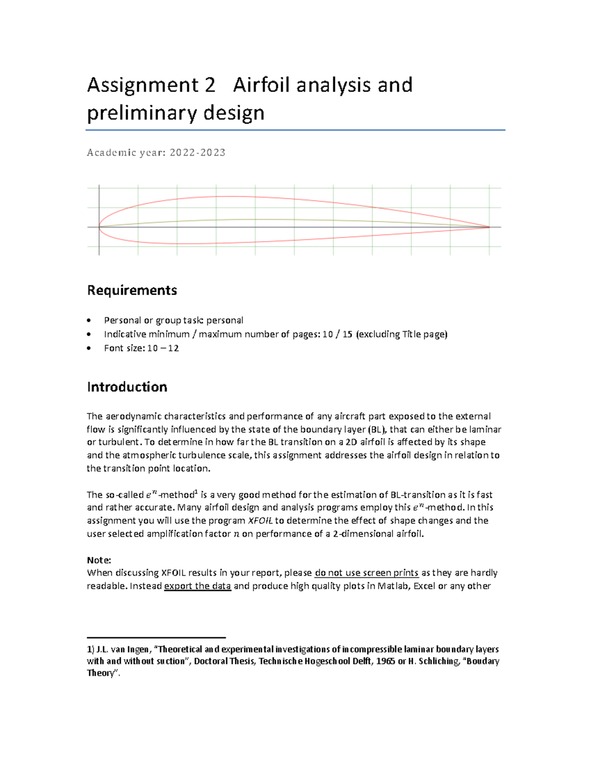 Airfoil Analysis and Preliminary Design - Assignment 2 (2022-2023) - Studeersnel