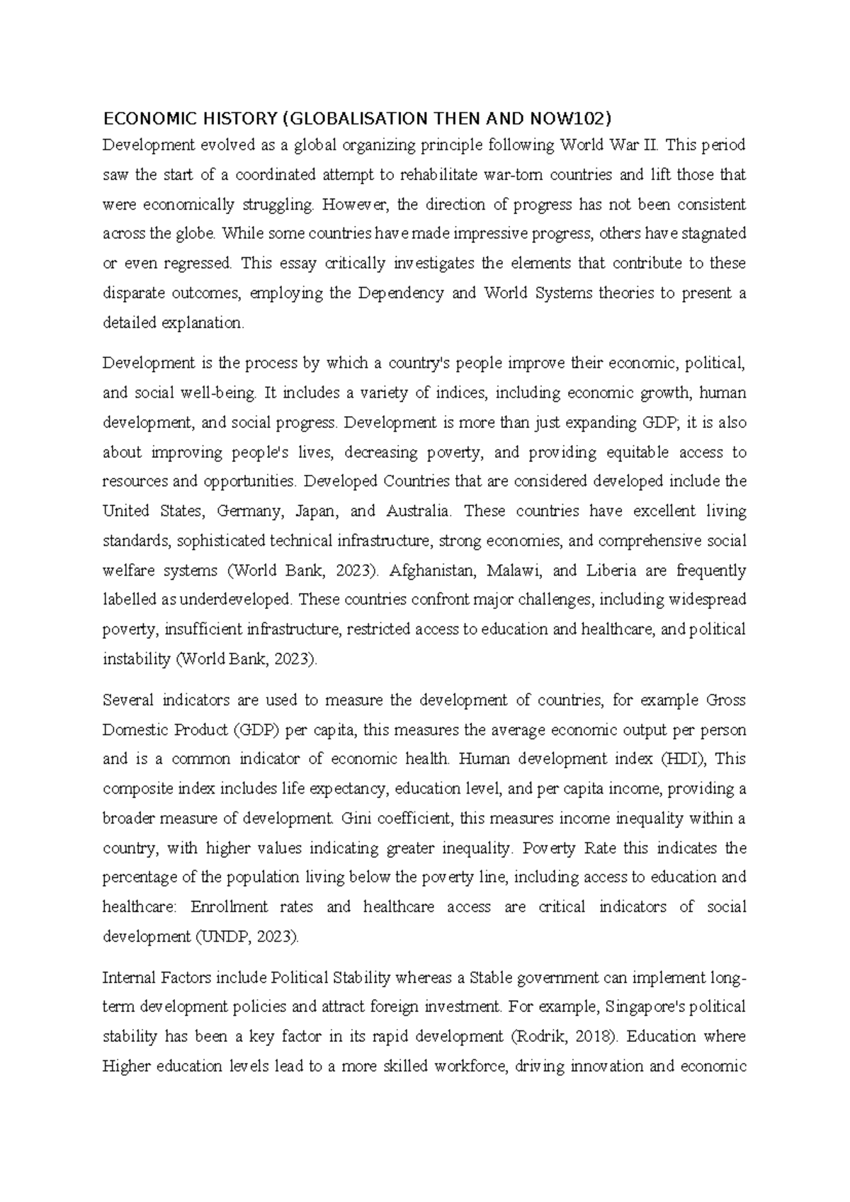 Final Exam Notes: Economic History (Globalization Then and Now 102 ...