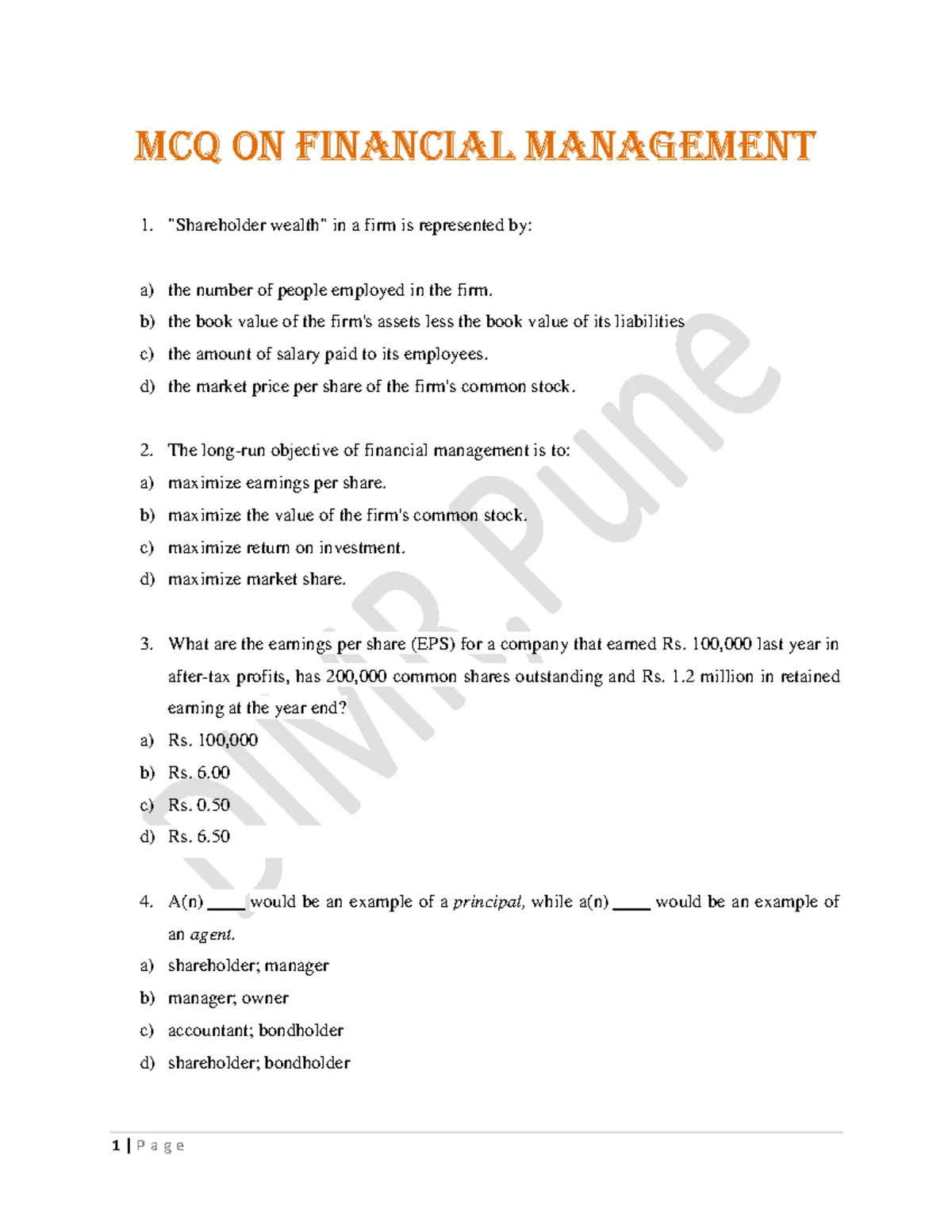 Answers Problems Financial Management by Brighm - Solutions to Practice ...