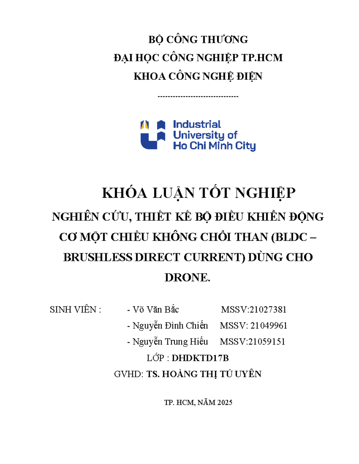 Khóa Luận Tốt Nghiệp: Thiết Kế Bộ Điều Khiển Động Cơ BLDC Cho Drone ...