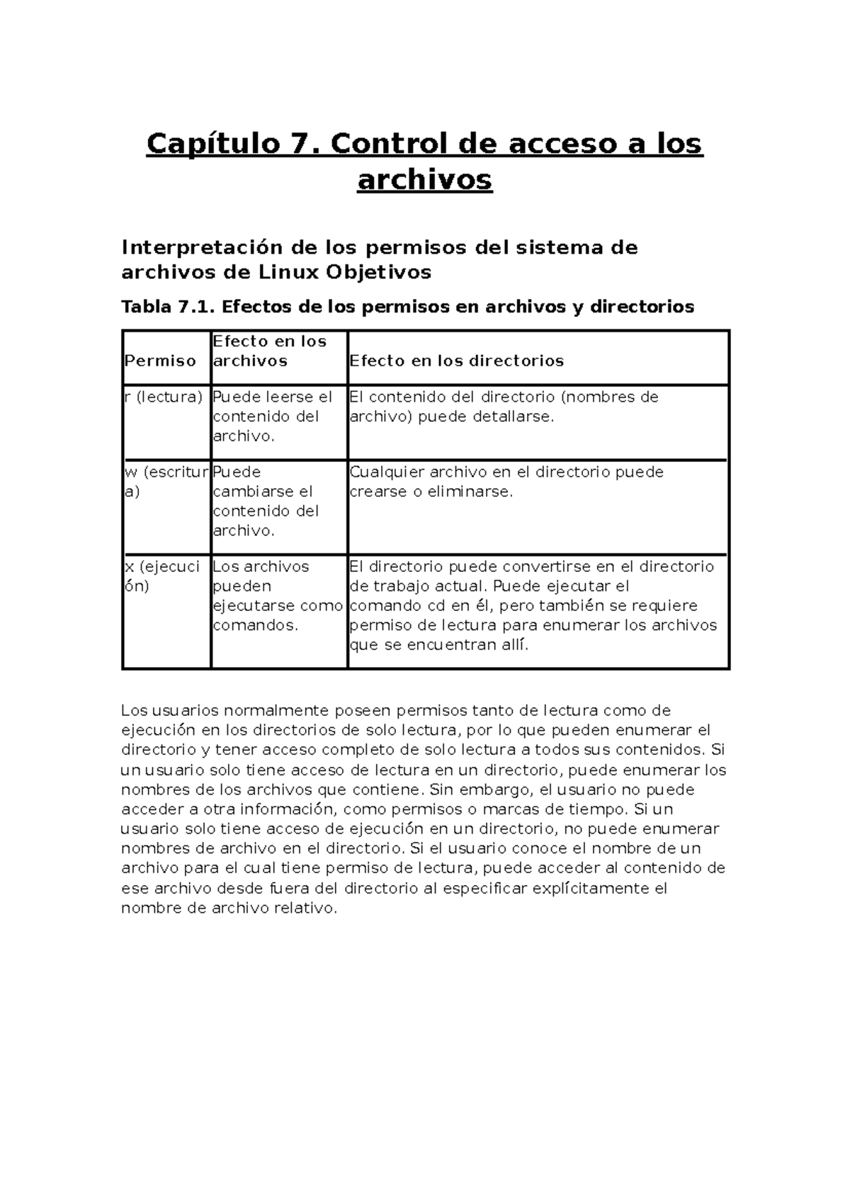 Capítulo 7: Control de Acceso y Permisos en Linux - Gestión de Archivos - Studocu