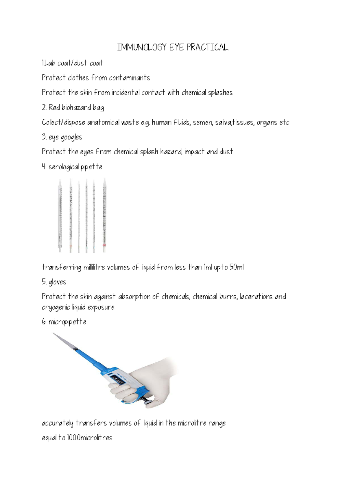 Immunology EYE Practical: Techniques for Hazardous Material Handling ...