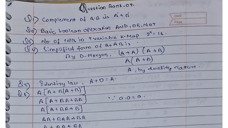 Question Bank for DECO: Boolean Algebra Concepts and Operations - Studocu