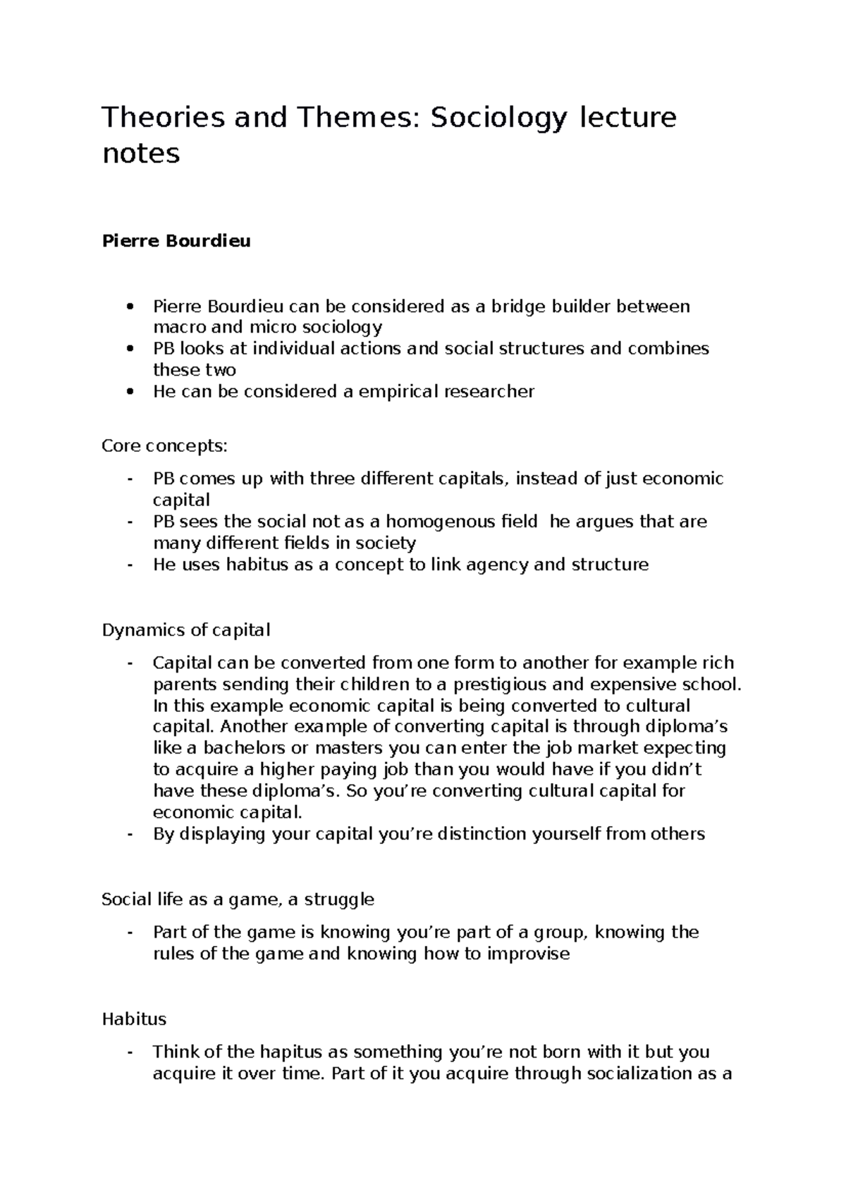 SOCI200: Theories & Themes in Sociology - Lecture Notes - Studeersnel