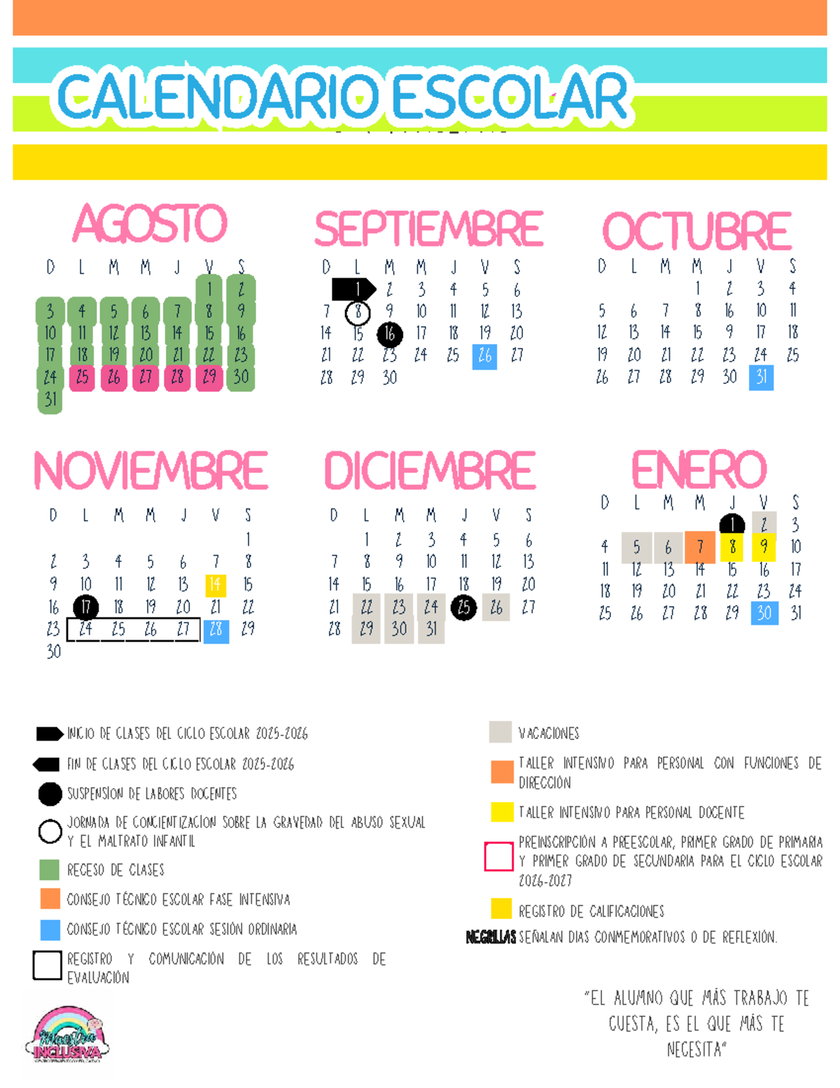 CALENDARIO ESCOLAR 2025-2026: Actividades y Fechas Clave - Studocu