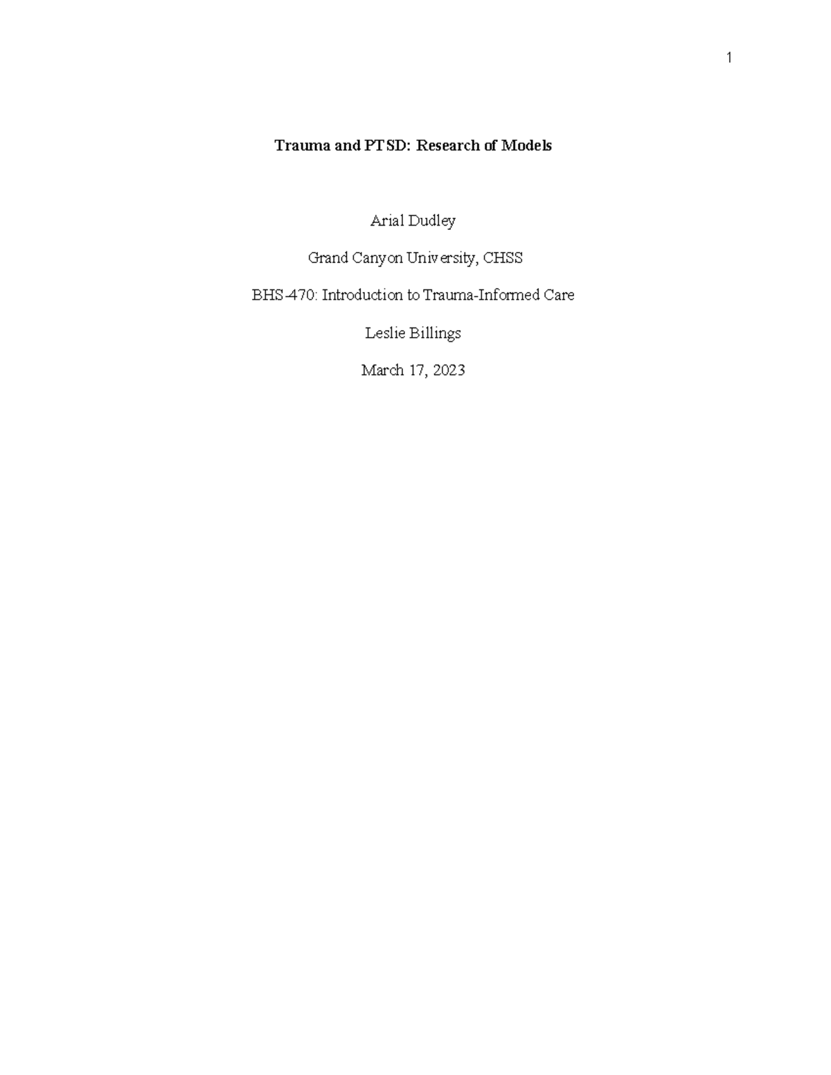 Trauma and PTSD Research of Models - Behavioral health tries to provide ...