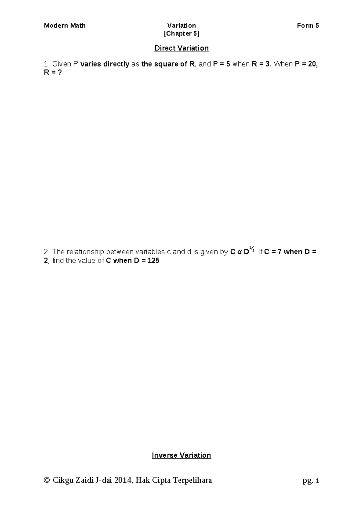 223466771 Modern Math Variation Chapter 5 Form 5 Notes - Studocu