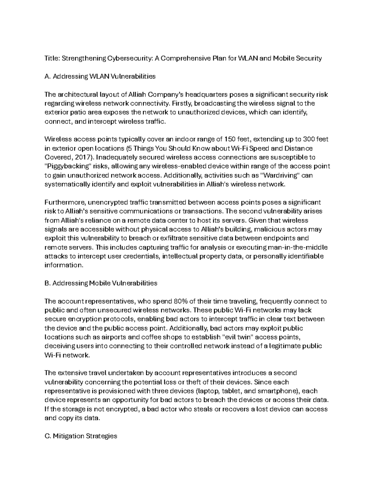 C844 Task 2 - Task 2 Submission - Title: Strengthening Cybersecurity: A ...