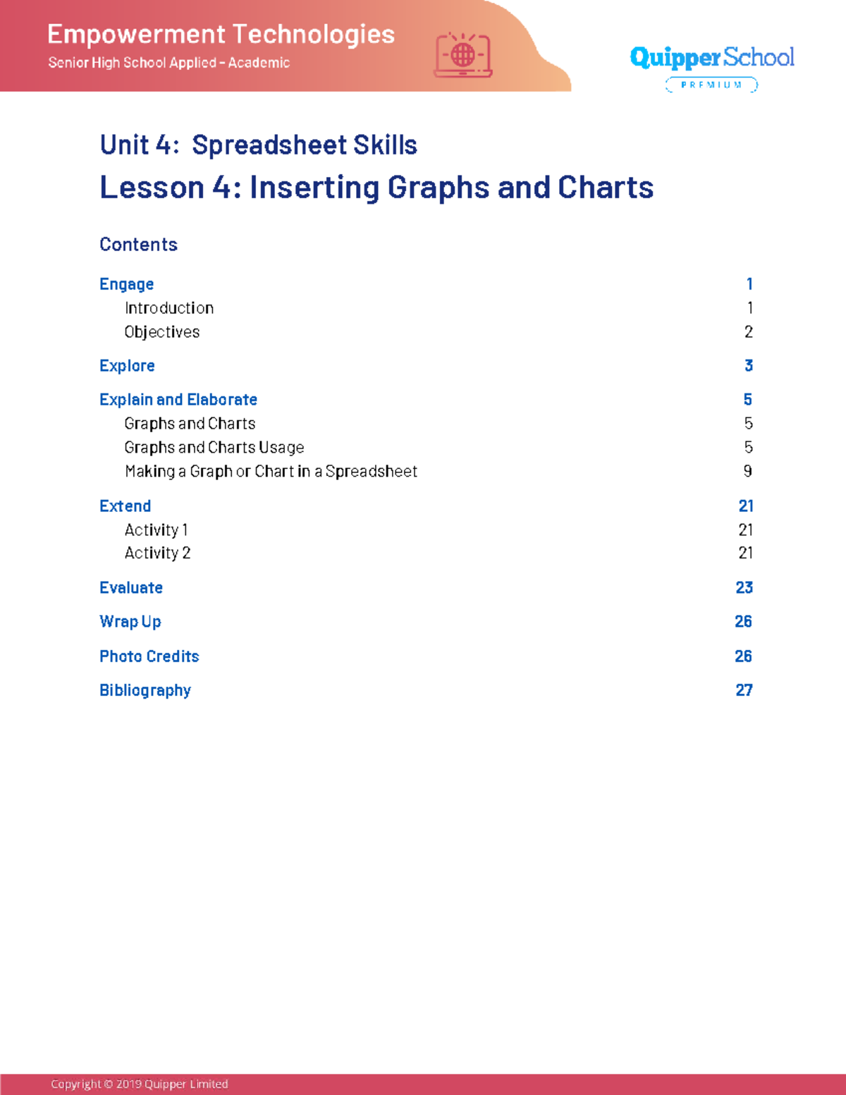 Unit 4: Spreadsheet Skills - Lesson 4: Inserting Graphs & Charts - Studocu