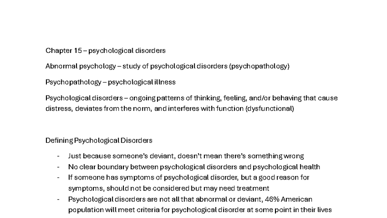 Chapter 15: Understanding Psychological Disorders in Abnormal ...
