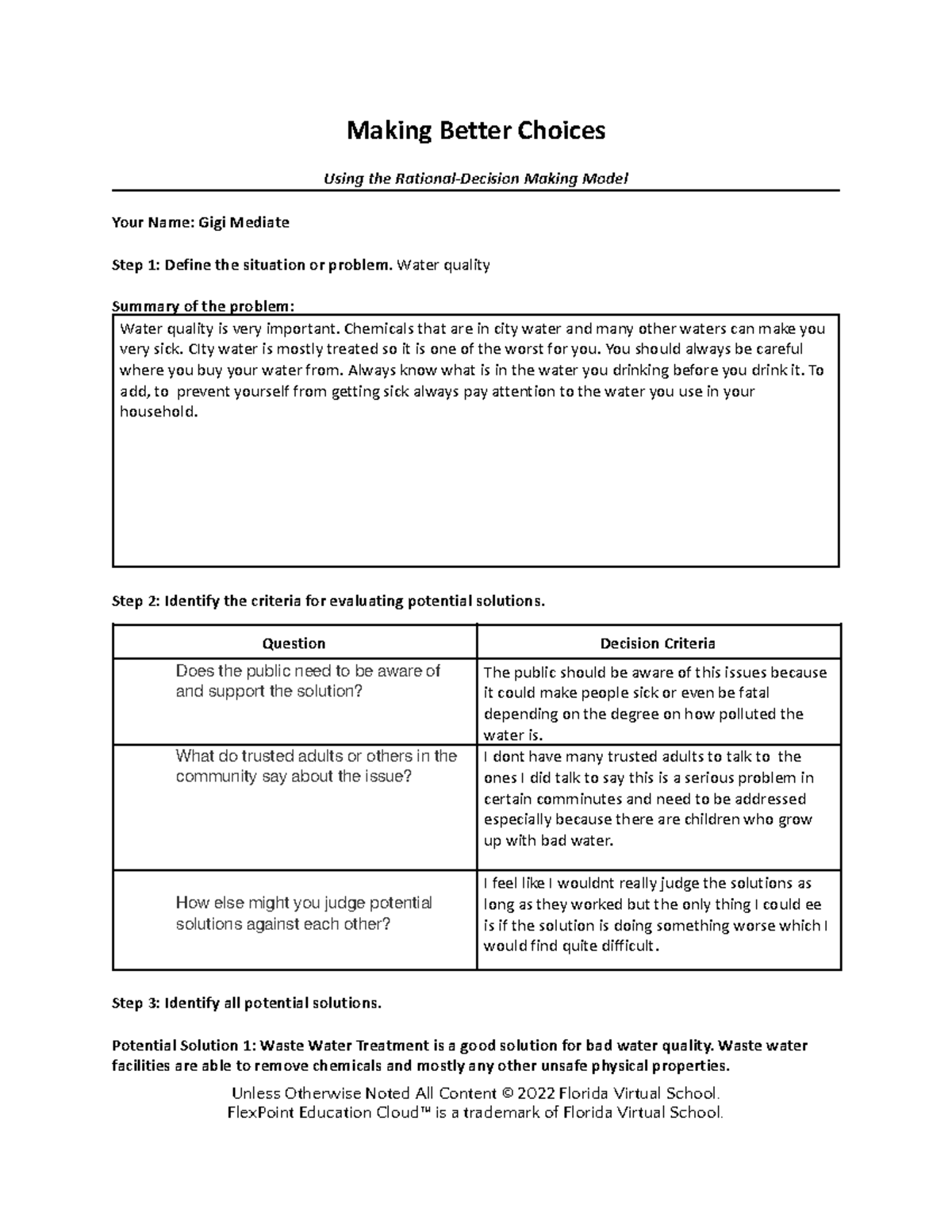 Making better choices assignment finished - Making Better Choices Using ...