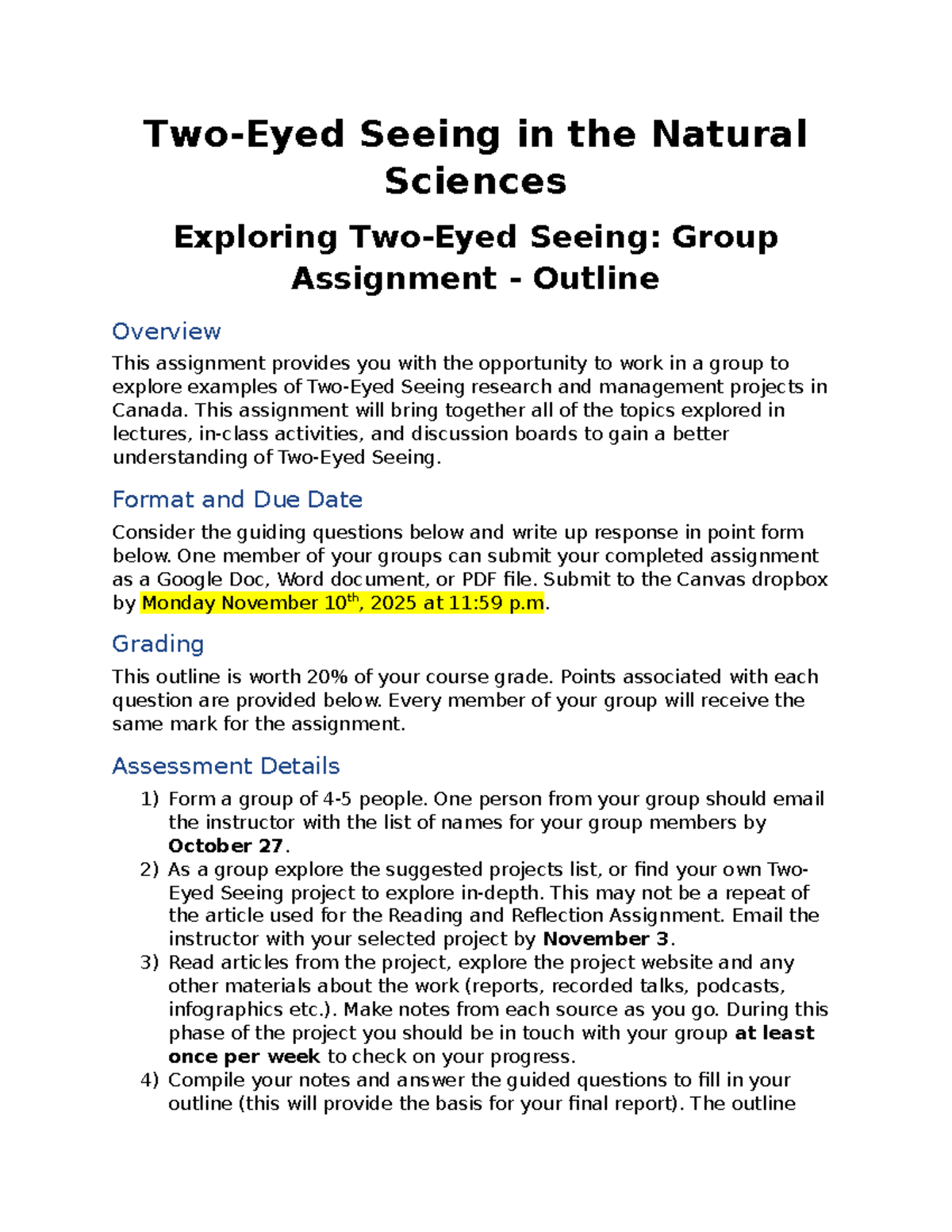 Group Assignment Outline: Exploring Seeing in Natural Sciences - Studocu