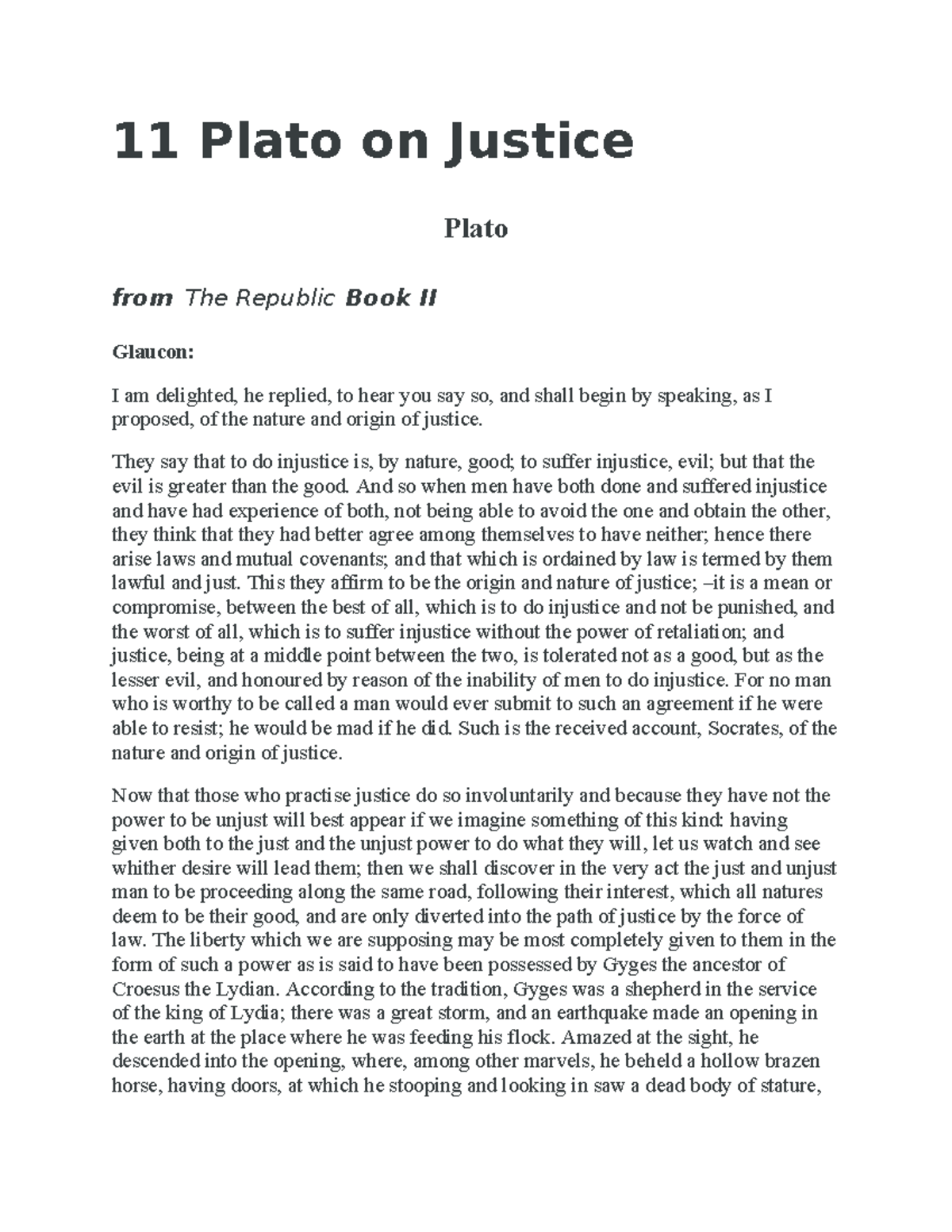 Plato on Justice: Insights from The Republic Book II (PHIL101) - Studocu