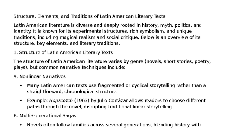 21st century latin america - Structure, Elements, and Traditions of ...