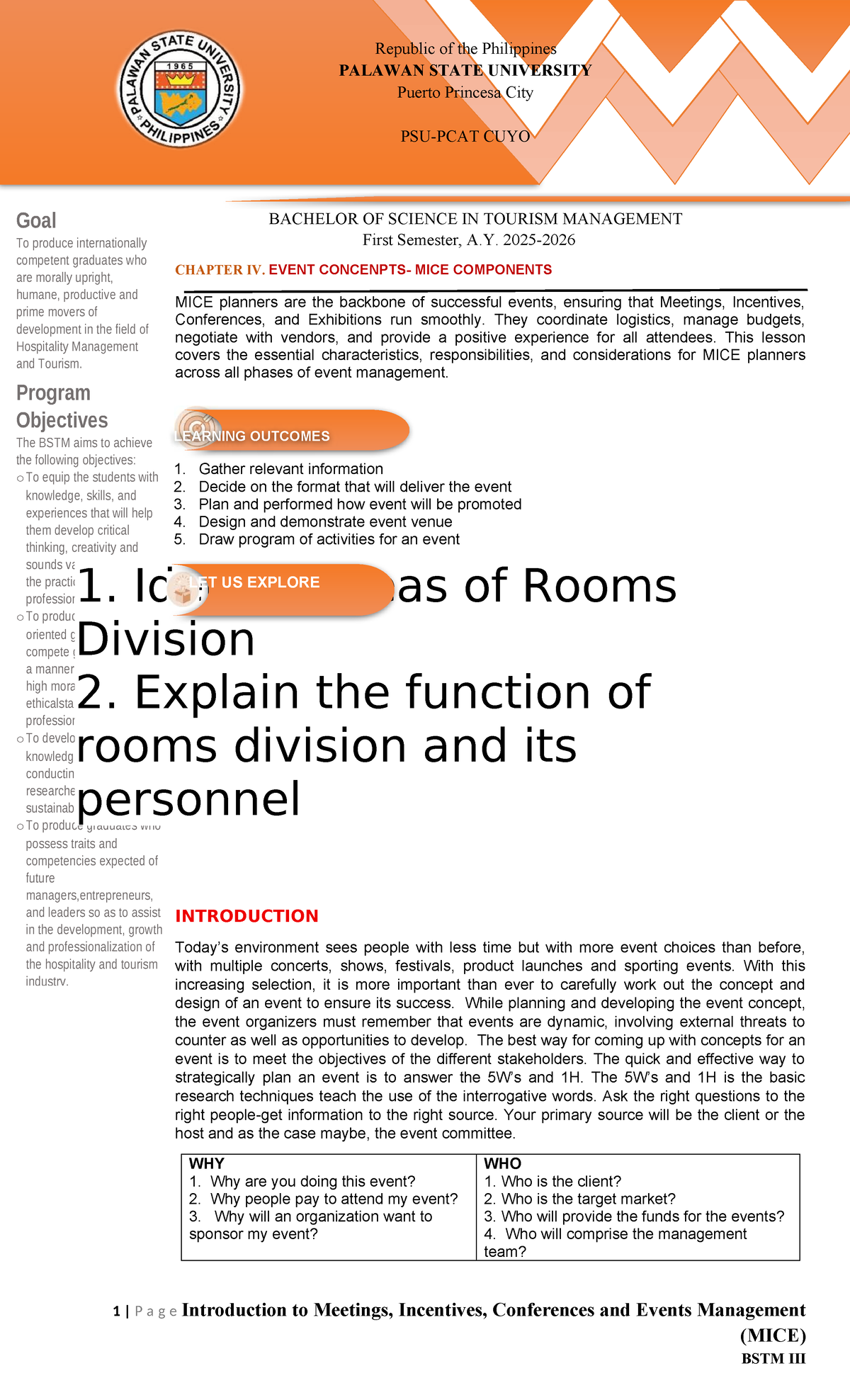 Chapter 5: MICE Components - BSTM Hospitality Management Insights - Studocu