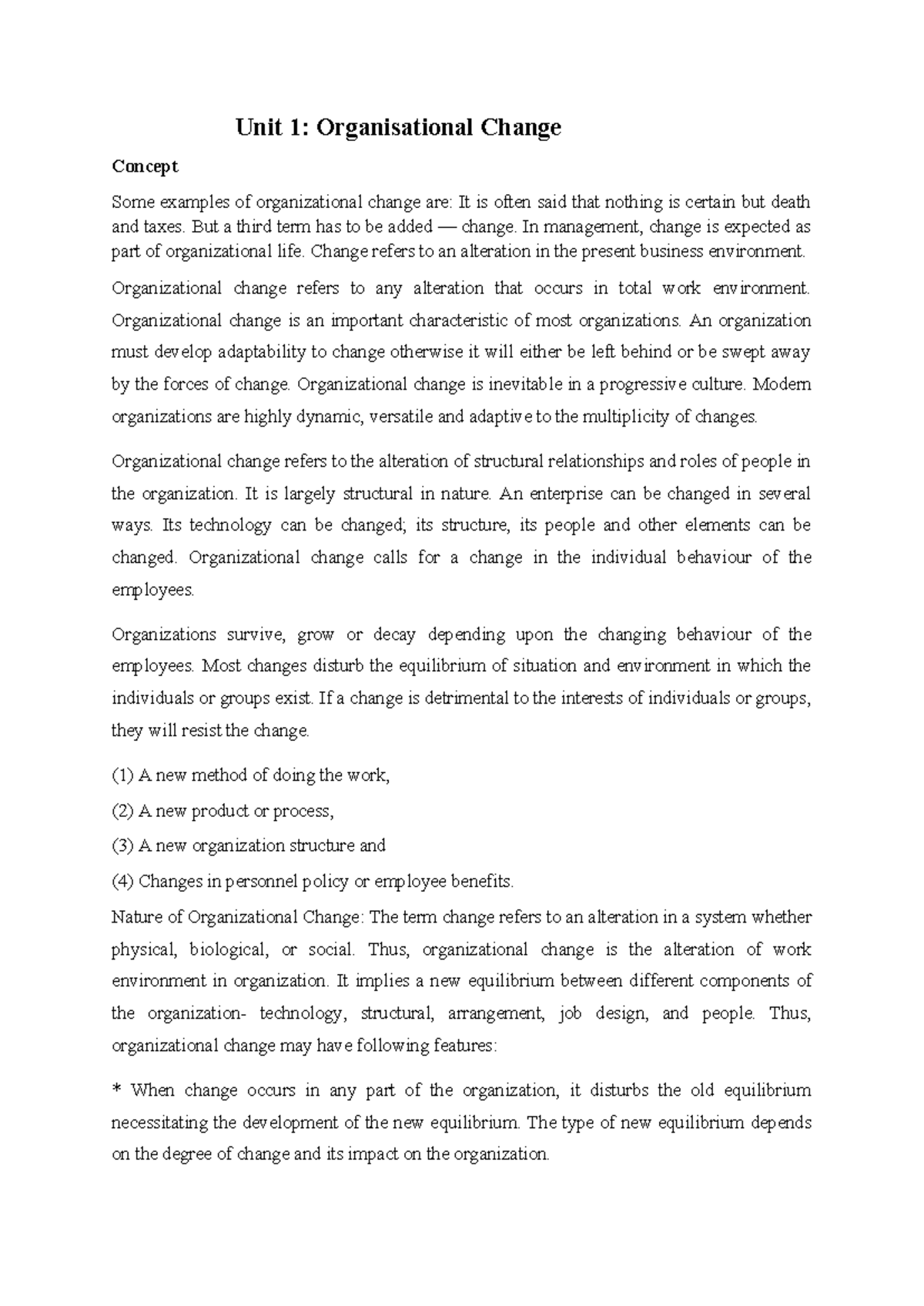 Organizational Change & Development Insights - BBM 8th Sem Notes - Studocu