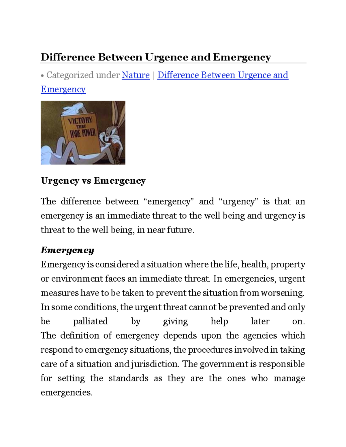Understanding the Difference Between Urgency and Emergency - Studocu