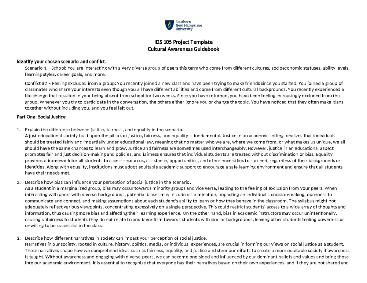 Cultural Awareness Guidebook - Project for IDS 105: Social Justice ...