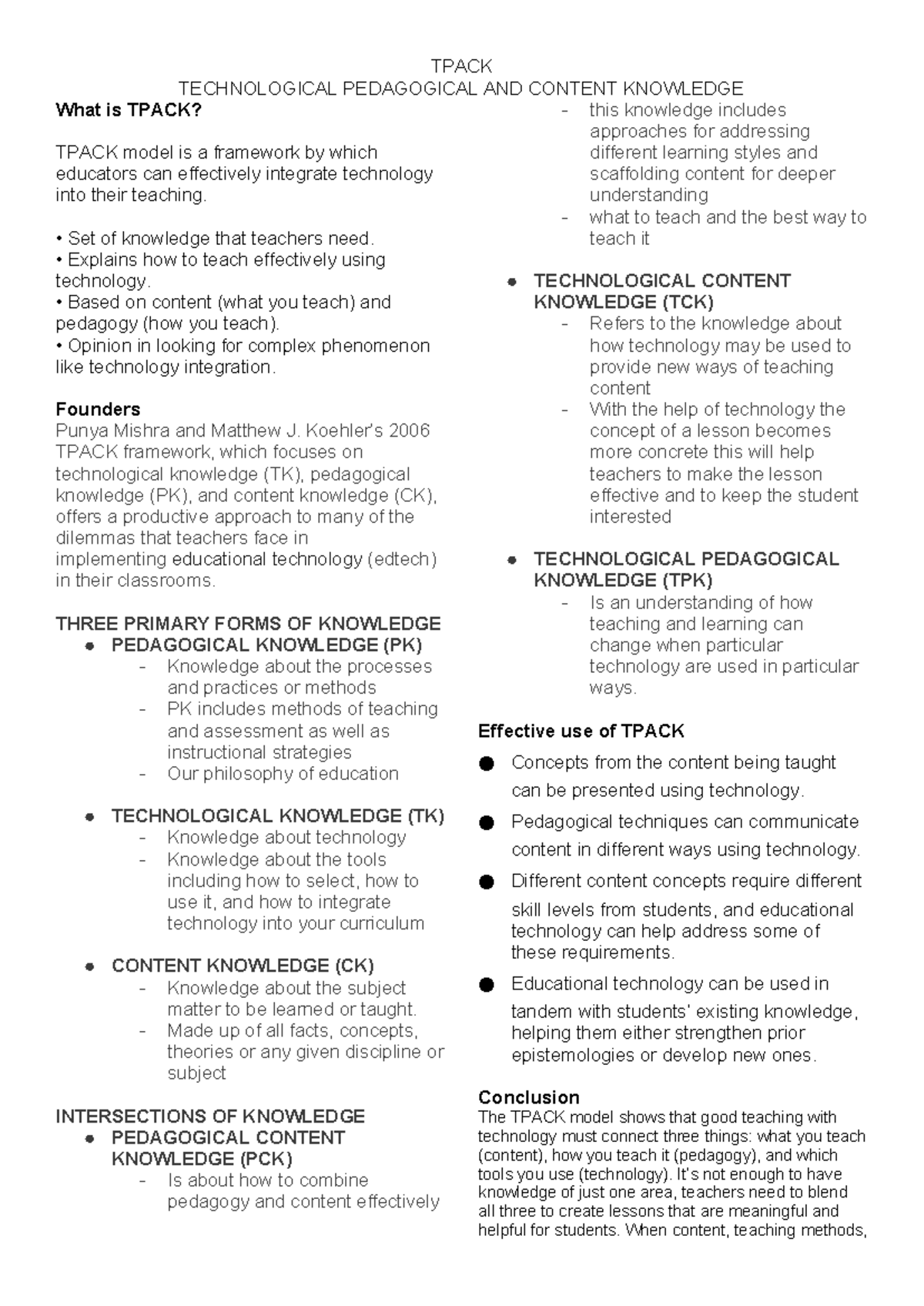 TPACK Framework: Integrating Technology, Pedagogy, and Content ...