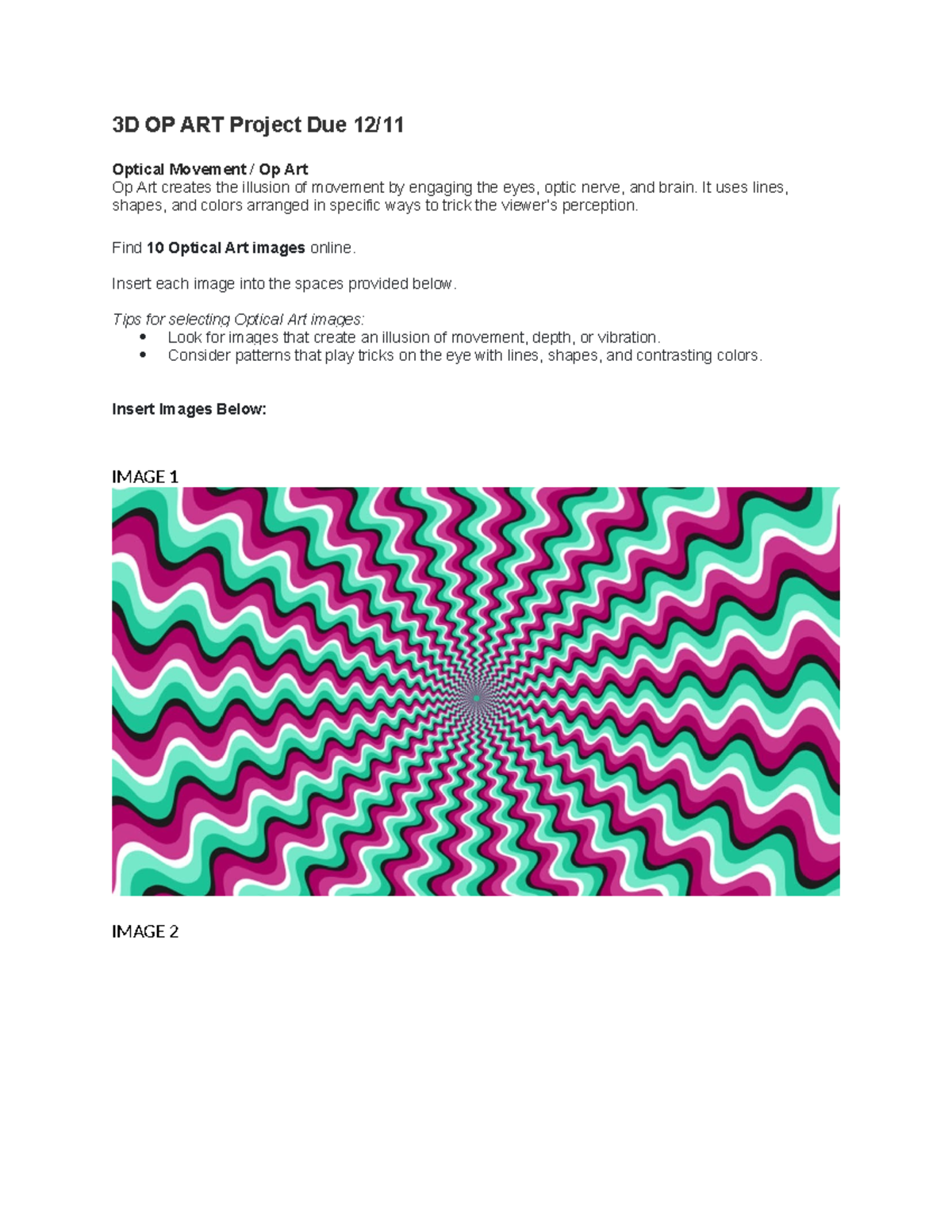 3D-OP ART Project 25 - Art assignment - 3D OP ART Project Due 12 ...
