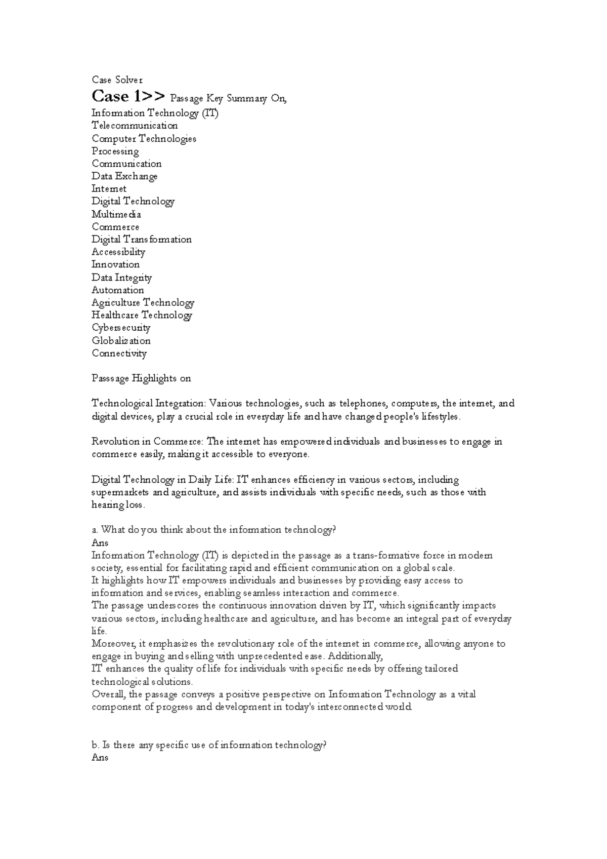 Case Solver: Key Insights on IT & Digital Transformation in Modern ...