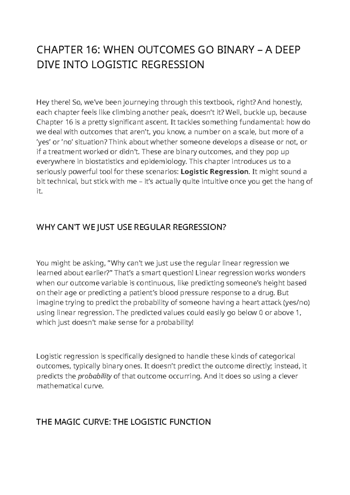Biostatistics CH16: Understanding Logistic Regression for Binary ...