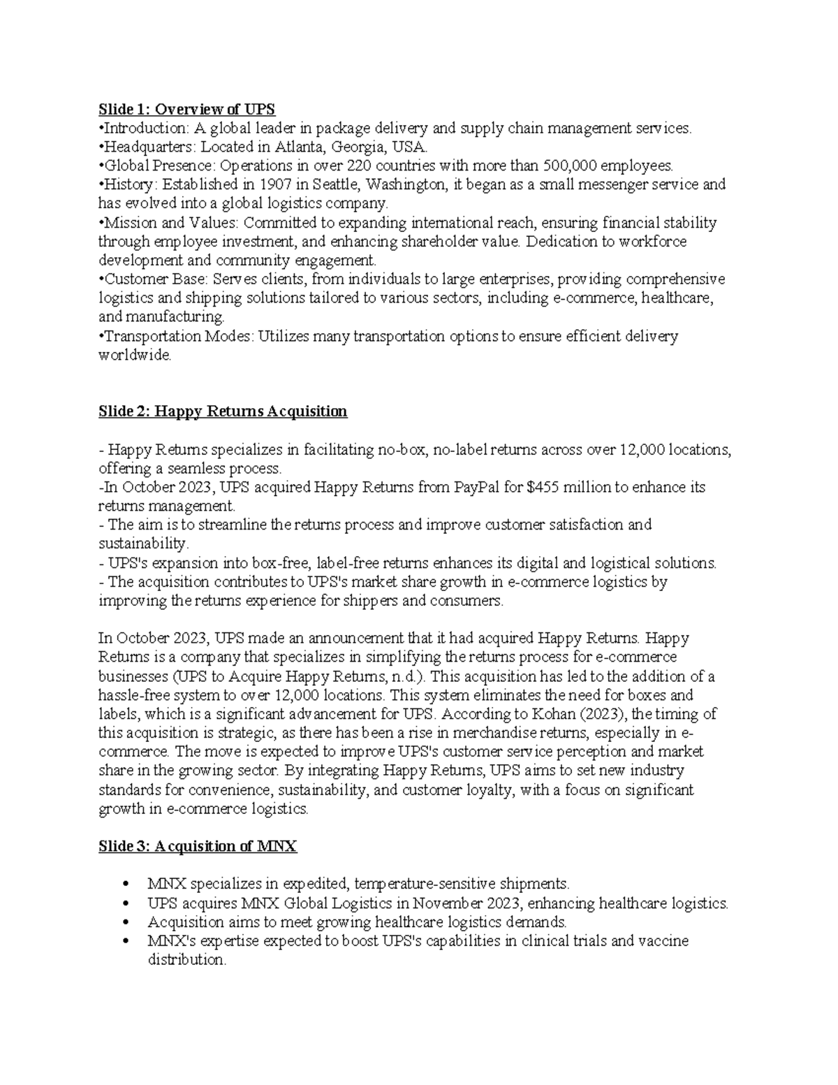 UPS Strategy Summary: Global Reach, Acquisitions, and Future Goals ...