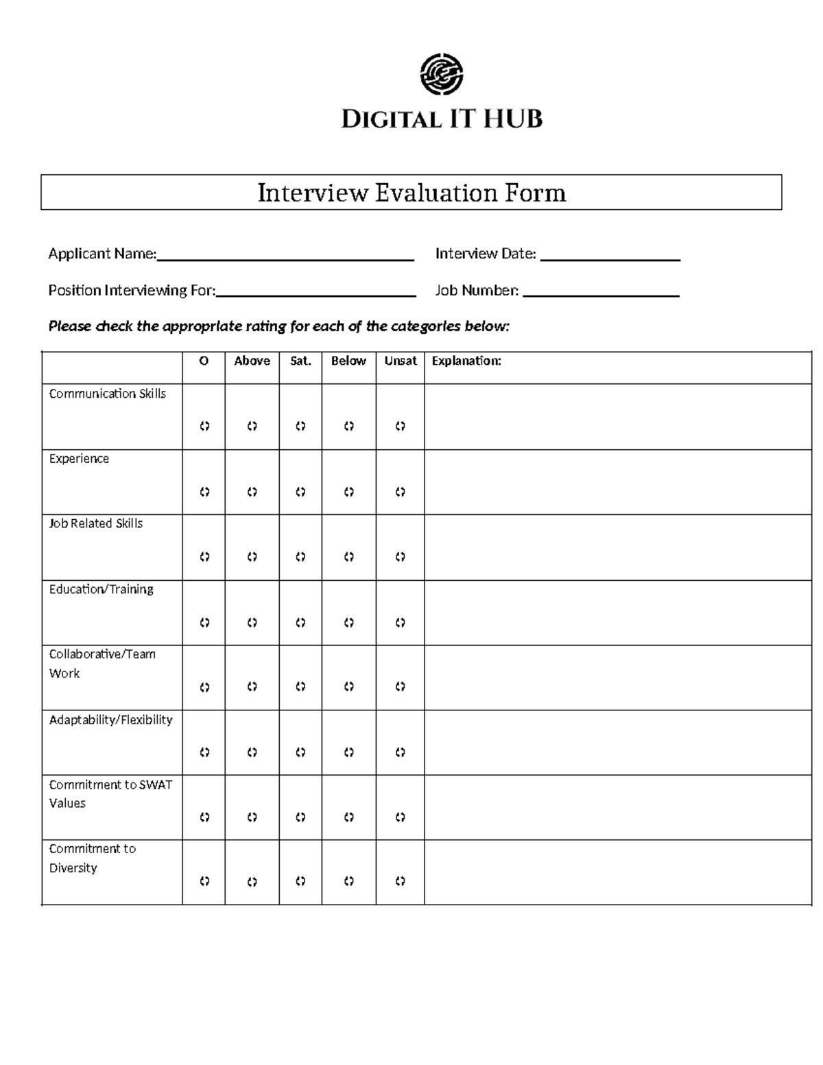 Interview Evaluation Form for Job Applicants - Studocu