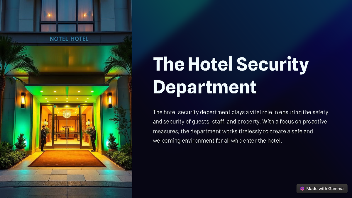 Hotel Security Department Overview and Responsibilities - Studocu