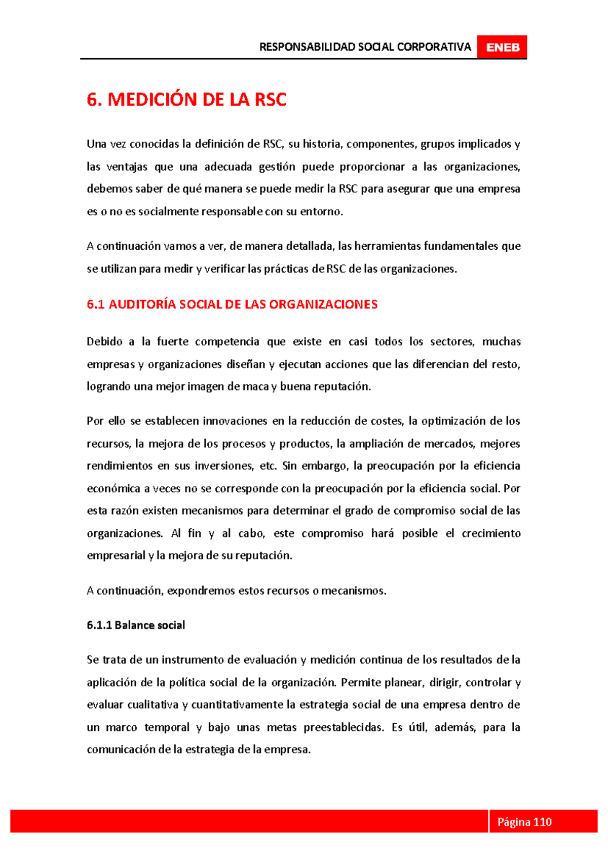 RSC.M6 (RSC módulo 6) - Apunts 6 - 6. MEDICIÓN DE LA RSC Una vez ...