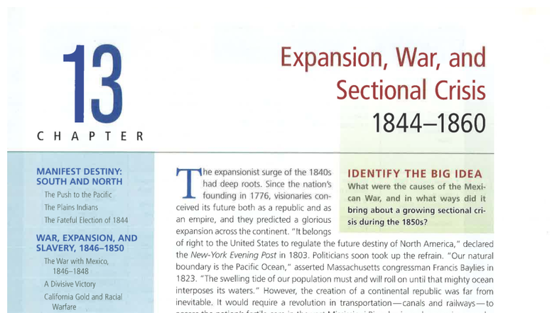 APUSH Week 11 Cornell Notes: Expansion, War, and Sectional Crisis (pp ...