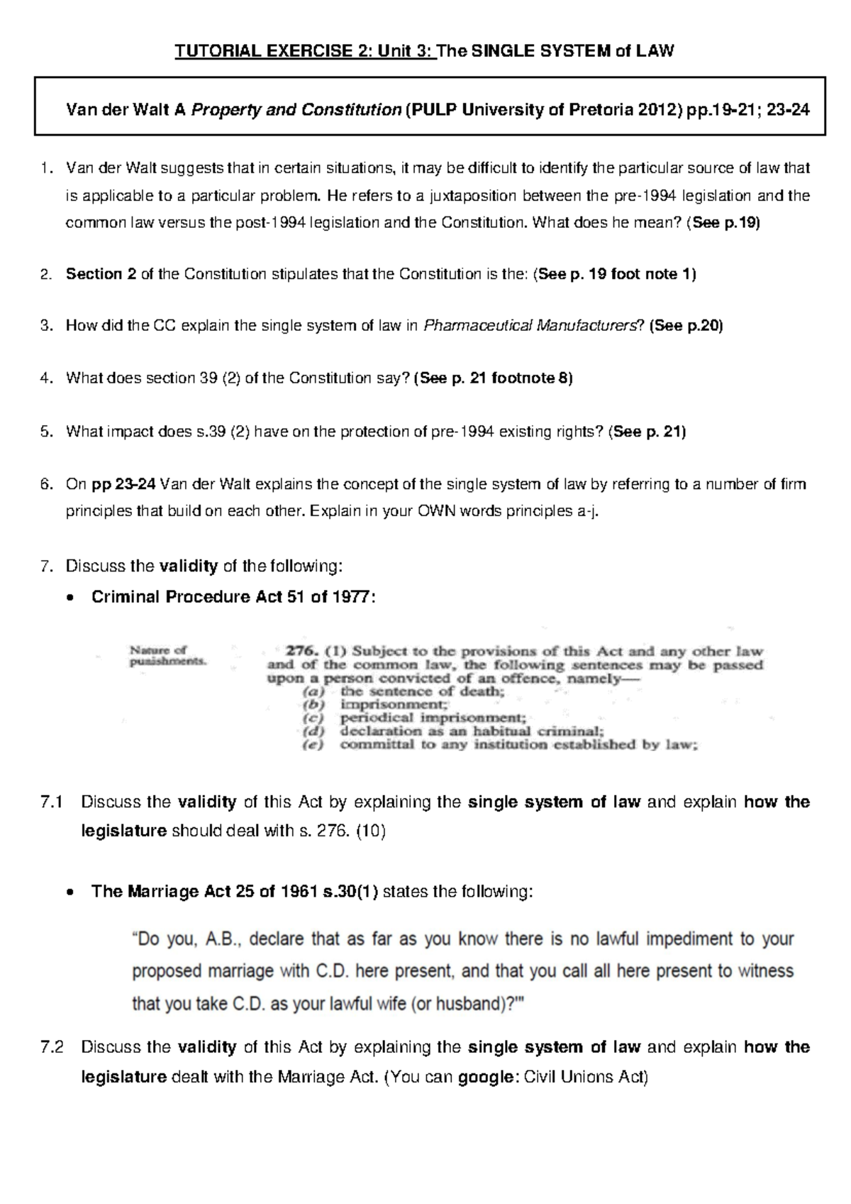 TUT 2 UNIT 3 - Tutorial - TUTORIAL EXERCISE 2: Unit 3: The SINGLE ...