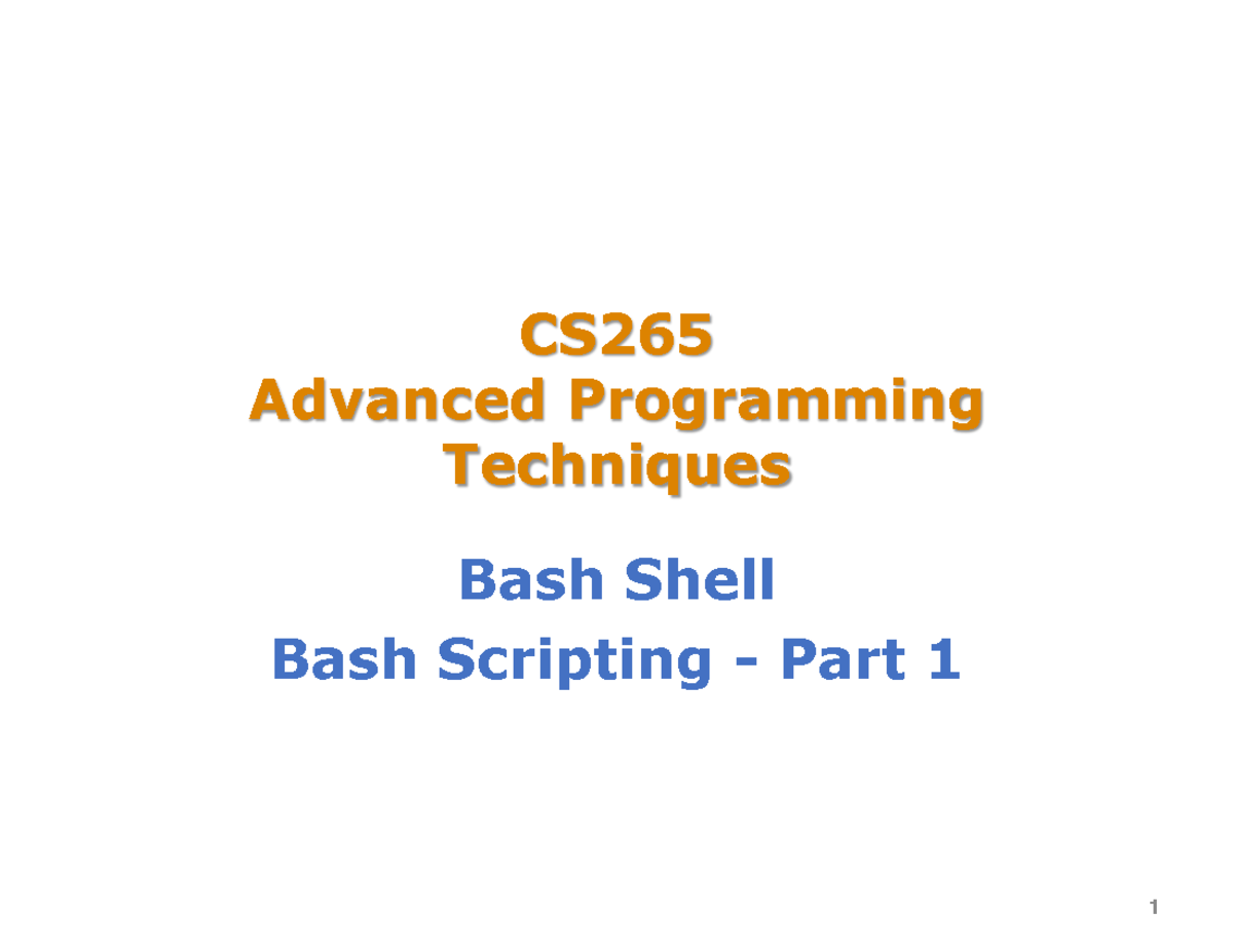 CS265 Advanced Bash Scripting Techniques: Overview & Commands - Studocu