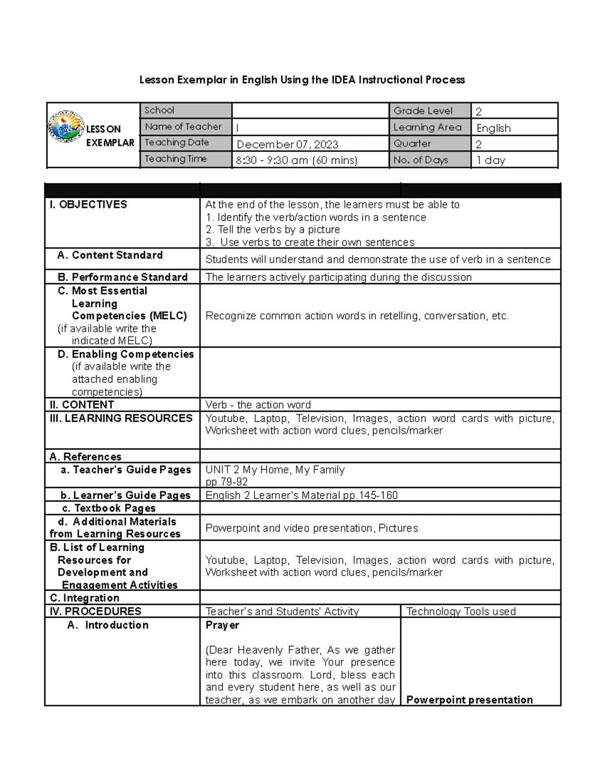 PE3 DLP - Comprehensive Lesson Plan on Body Shapes & Actions - Studocu