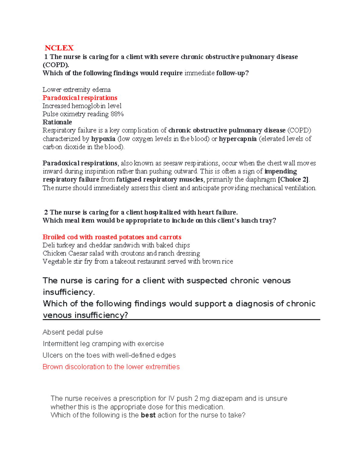 NCLEX Q&A Practice: Key Concepts for Nursing Exam Prep - Studocu